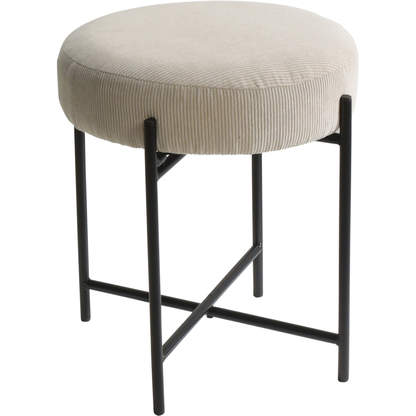 Taburet rotund cu cadru metalic, Ø 36 cm alb